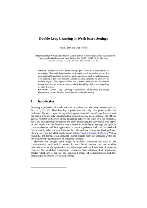 pdf double loop learning in work based settings ceur …ceur
