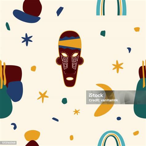 민족 아프리카 원활한 패턴 아프리카 전통 부족 기호 직물 기념품 가게 포장지 티셔츠 인쇄 관광 기관 전단지 광고에 대한 원활한