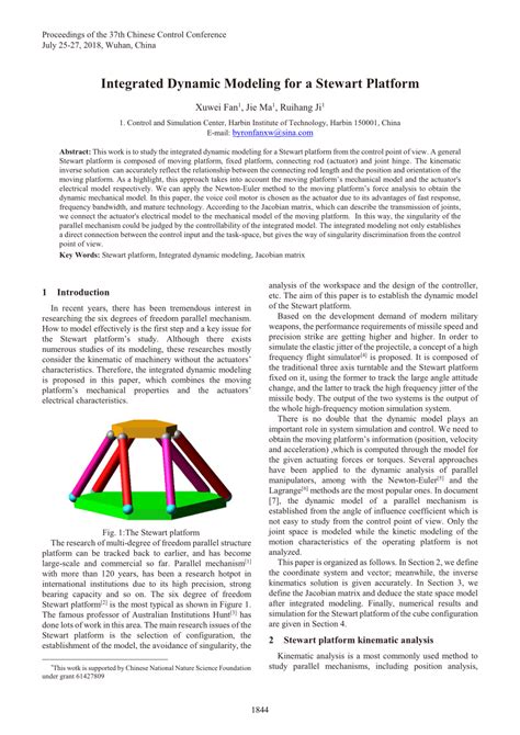 Pdf Integrated Dynamic Modeling For A Stewart Platform