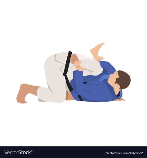 Two Brazilian Jiu Jitsu Athletes Fighting Choke Vector Image