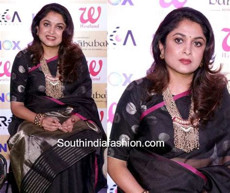 Ramya Krishna In A Black Saree South India Fashion
