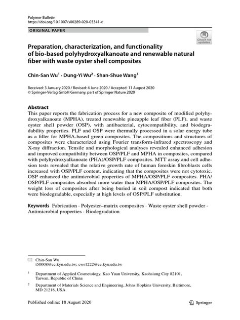Preparation Characterization And Functionality Of Bio‑based Polyhydroxyalkanoate And Renewable