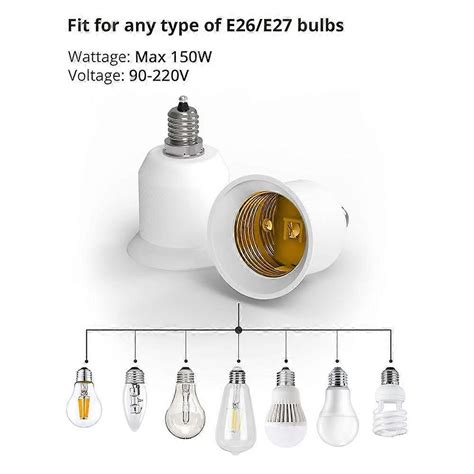 12 Pack E12 To E26 Adapter E12 Light Socket To Medium Base E26 E27 Converter Light Socket