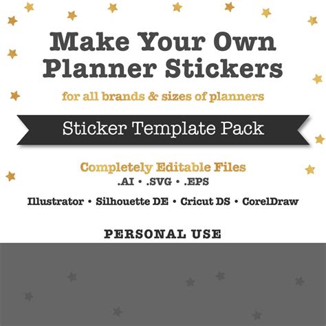 Make Your Own Planner Stickers Planner Sticker Template Pack Personal Use All Planners