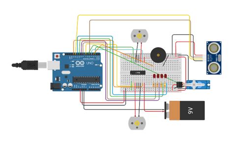 Circuit Design Carrro Ultrasonico Con Servomotor Tinkercad