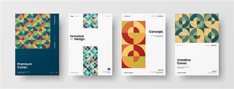 회사 Id 브로셔 템플릿 컬렉션입니다 비즈니스 프리젠 테이션 벡터 A4 수직 방향 전면 페이지 모형 세트 기업 보고서 커버 추상 기하학적 일러스트 디자인 레이아웃 번들 0