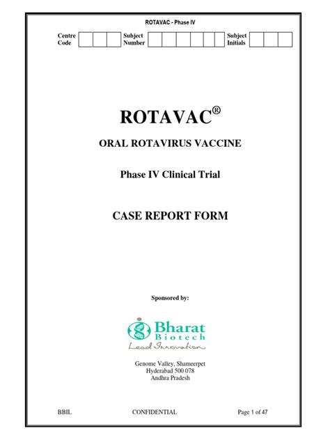 Annotated Crf Rotavac All Visits Pdf Phases Of Clinical Research Medical Specialties