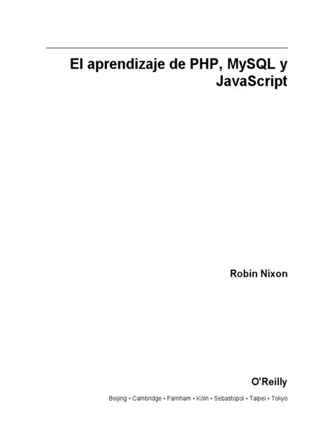 El Aprendizaje De Php Mysql And Javascript Robin Nixon Pdf Php Mi Sql