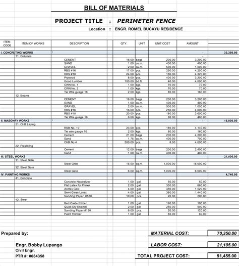 Free Printable Fence Estimate Templates Excel Pdf Word