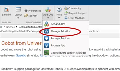 Universal Robots Setting Up Environment For Use With Matlab For Ur Development