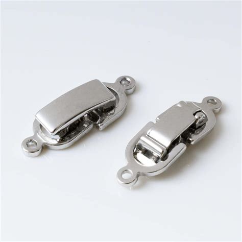 Jp 紗や工房 留め金具 中留め･1連 約18x6mm 2個 シルバー 中折れクラスプ 中折れ式金具 留め具 ビーズ