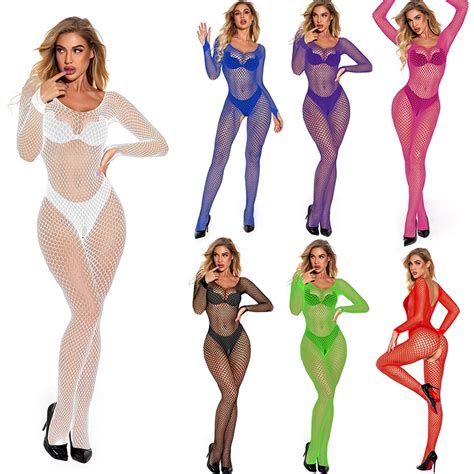 Sexy Womens Fishnet Crotchless Bodysuit Full Body Stocking Pantyhose