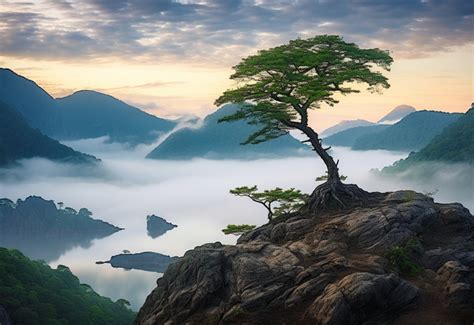 바다 근처 바위 위에 나무 Bonten No Hana Iwaba 소나무 고화질 사진 사진 구름 배경 일러스트 및 사진 무료 다운로드 Pngtree