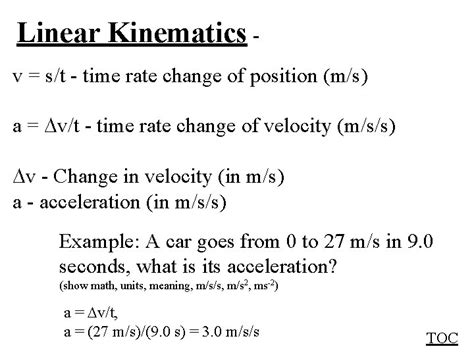Linear Kinematics Acceleration Contents Definition Of Acceleration Acceleration