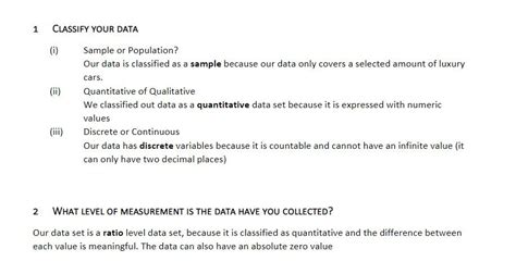 Solved Classify Your Data I Sample Or Population Our Data