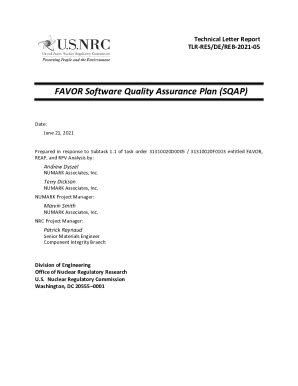Fillable Online FAVOR Software Quality Assurance Plan SQAP Fax Email Print PdfFiller