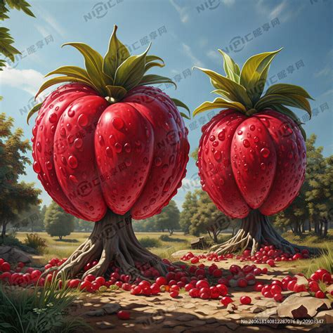 Ai创作图巨大的超现实3棵红色果实 超高清 细节刻画 明亮清晰 昵图网 Ai创作图巨大的超现实3棵红色果实 超高清 细节刻画 明亮清晰 昵图网