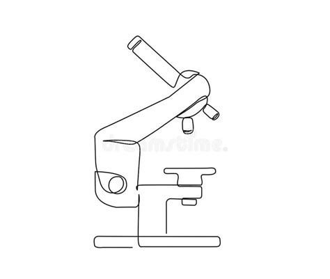 Continuous One Line Drawing Of Microscope Simple Illustration Of Microscope Laboratory Line Art