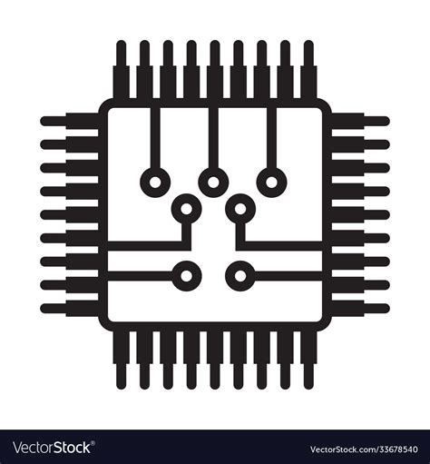 Computer Chip Electronic Circuit Board Line Art Vector Image
