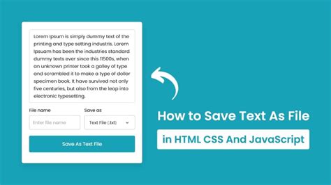 How To Save Text As File In Html Css And Javascript