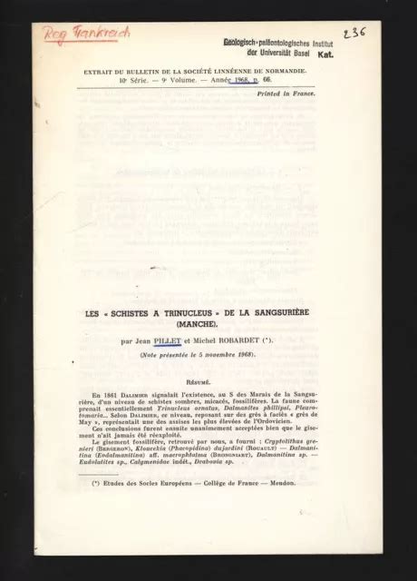 Les Andschistes A Trinucleus De La Sangsuriere Manche Extrait Du Bulletin De Eur 11 90