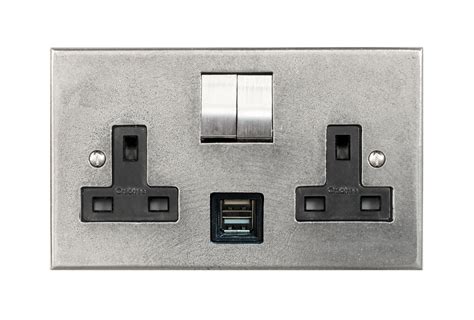 New Product Pewter USB Switched Socket Finesse