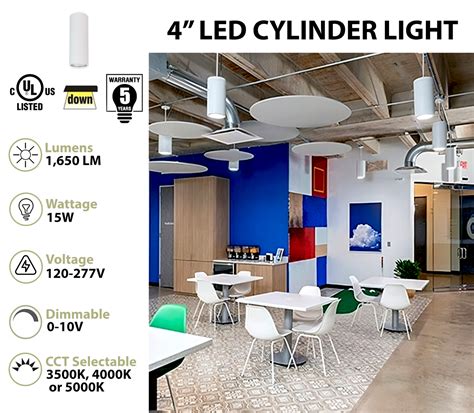 4 Led Architectural Cylinder Light Fixture 1650 Lumens 15w Cct