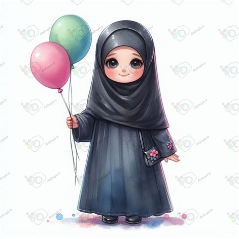 بک گراند کودکانه دختر کوچولوی ناز با حجاب بادکنک در دست کد 42372 ویژه عکس گراف عکس گراف