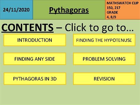 24112020 Pythagoras Mathswatch Clip 150 217 Grade 4