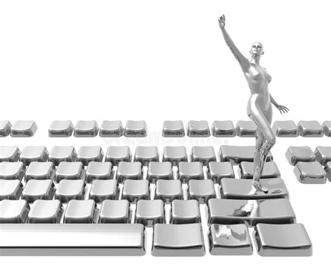 Naked Women Keyboard Isolated White Stock Illustrations Naked Women Keyboard Isolated White