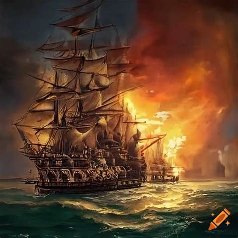 Ship Battle Painting