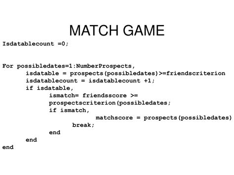 PPT Dating Pool Simulation With Matlab Finding The Perfect Match PowerPoint Presentation ID