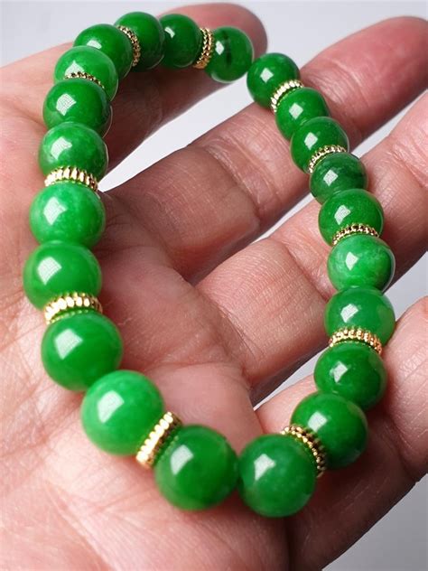 천연 고퀄 Bjade 녹종 비취 원석팔찌길이조절가능 헬로마켓