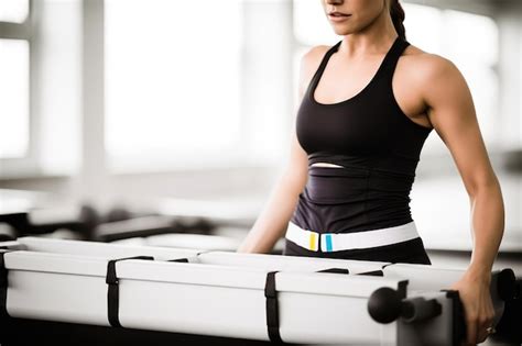 Premium Ai Image Shot Of A Woman Touching Her Abs After A Gym Session