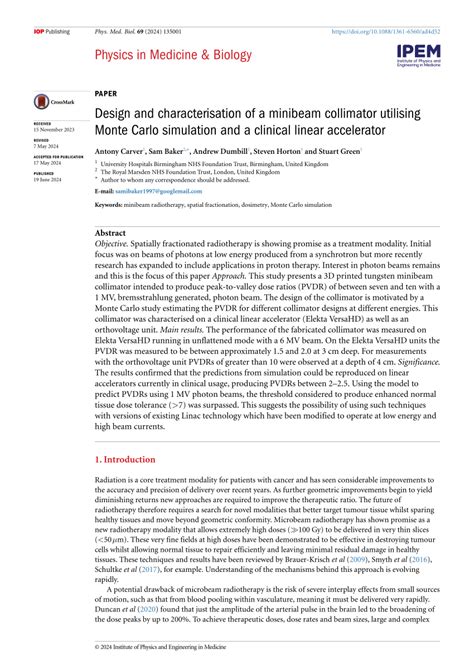 Design And Characterisation Of A Minibeam Collimator Utilising Monte