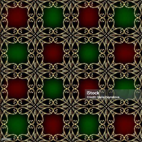 텍스처 골드 3d 아라베스크 원활한 패턴 벡터 장식 태피스트리 배경입니다 자 수 스타일 럭셔리 그리드 장식 화려한 빛나는 배경을 반복합니다 화려한 모던 자 수 끝없는 감촉