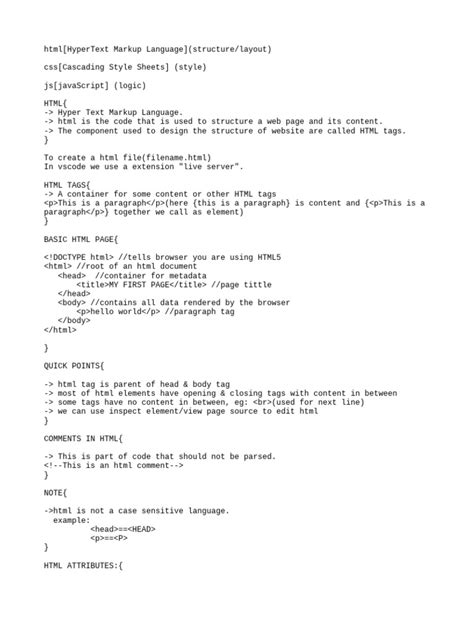 Htmlnotes Pdf Html Html Element