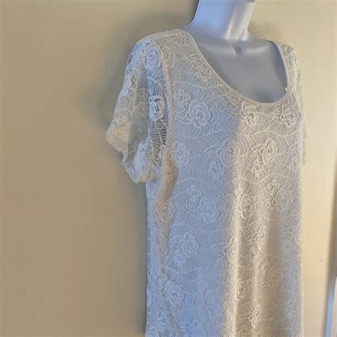 Leo And Nicole Women White Lace Overlay Blouse Sze Xl E Gem