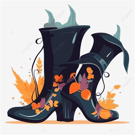 마녀 부츠 잎과 꽃 벡터 일러스트 만화와 스티커 클립 아트 마녀 부츠 상표 클립 아트 Png 일러스트 및 벡터 에 대한 무료 다운로드 Pngtree