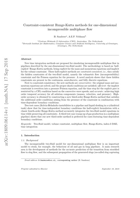 Pdf Constraint Consistent Runge Kutta Methods For One Dimensional