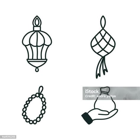 손으로 그리기 라마단 이슬람 Eid 무바라크 아이콘 스티커 벡터 일러스트 레이 션 Celebration Florida에 대한