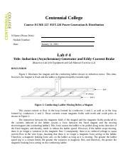 EET 226 Lab 4 Induction Generator Docx Centennial College Course ECME 227 EET 226 Power