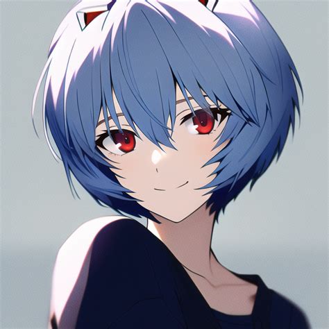 Safebooru Ai Generated Ayanami Rei Black Shirt Blue Hair Closed Mouth