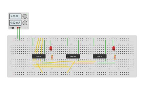 Circuit Design Full Adder Connection Tinkercad