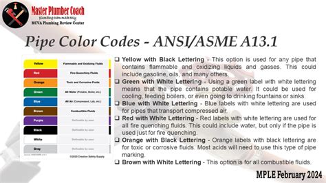 Pipe Color Code MASTER PLUMBER COACH