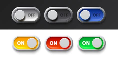 색상 세트 켜기 끄기 스위치 버튼 Ui 격리 된 흑백 배경 벡터 일러스트 레이 션 3차원 형태에 대한 스톡 벡터 아트 및 기타 이미지 3차원 형태 권위 그래픽 사용자