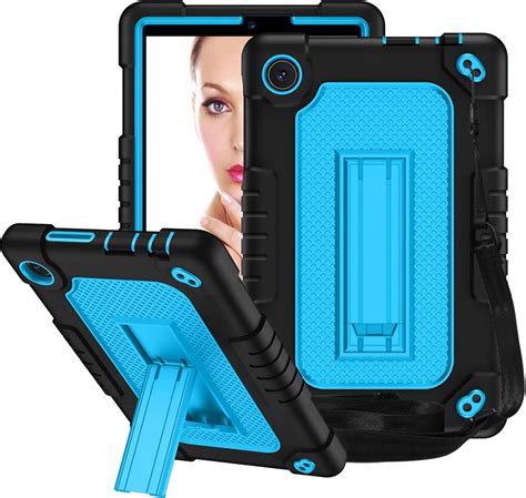 FIEWESEY For TCL Tab 8 LE Tablet Case With Shoulder Strap Soft Silicone Hard Back Hybrid