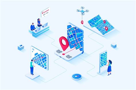 Premium Vector Gps Navigation 3d Isometric Web Design Vector Web Illustration