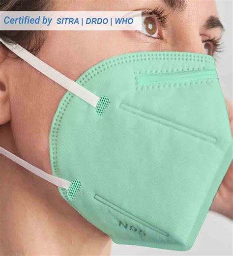 Buy Melt Blown Fabric N95 Mask In Green Color Pack Of 2 By Status At