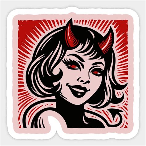 Retro Devil Girl Devil Girl Sticker Teepublic Retro Devil Girl Devil Girl Sticker Teepublic